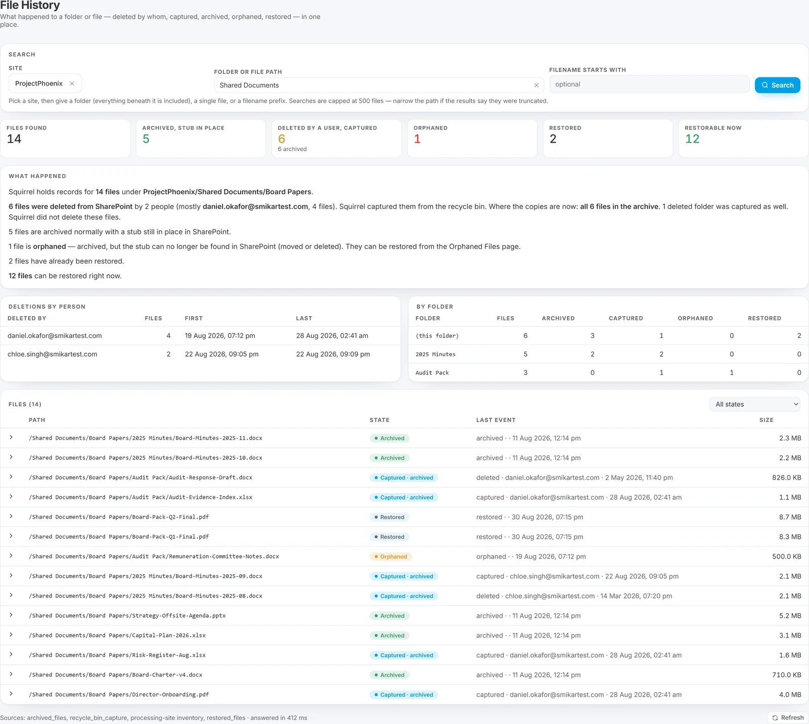 File History - What Happened to a File or Folder | SmiKar Software